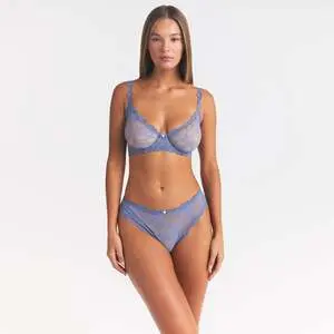 SKIMS Brief | Blue | | Stretch Lace - Slate