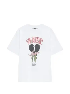 MSGM Broken Heart Graphic T-shirt - White