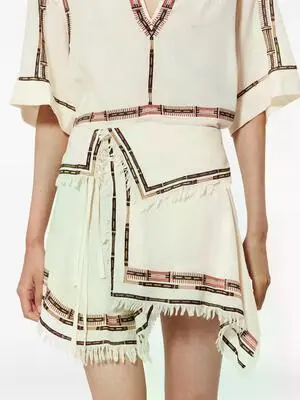 Isabel Marant Étoile Feriel Embroidered Wrap Skirt - Neutrals