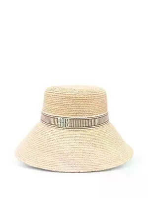 Miu Miu Ribbon Straw Hat - Neutrals