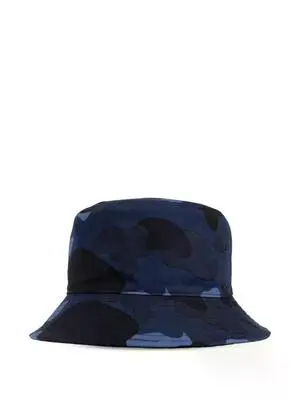 A BATHING APE Logo-patch Camouflage-print Bucket Hat - Blue