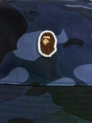 A BATHING APE Logo-patch Camouflage-print Bucket Hat - Blue