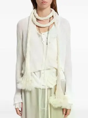 ANN DEMEULEMEESTER Rae Knitted Feather Scarf - Neutrals
