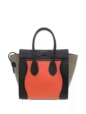 Celine 2010-2025 Micro Tricolor Leather Luggage Tote - Orange