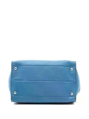 Prada 2000-2025 Vitello Daino Open Convertible Tote Satchel - Blue