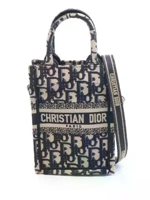 Dior 2010-2026 Mini Oblique Vertical Book Tote Satchel - Blue