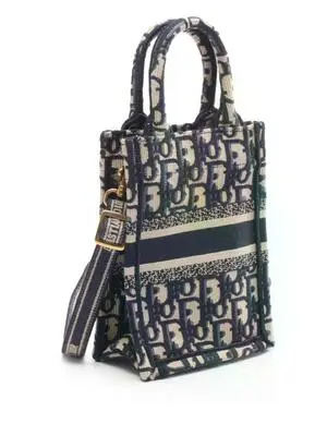 Dior 2010-2026 Mini Oblique Vertical Book Tote Satchel - Blue