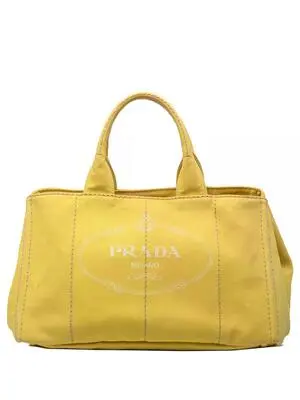 Prada Large Canapa Logo Satchel - Yellow