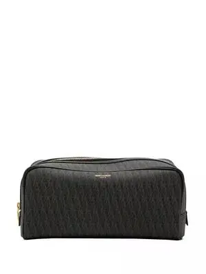 Saint Laurent 2014 Monogram Coated Canvas Cosmetic Pouch - Brown