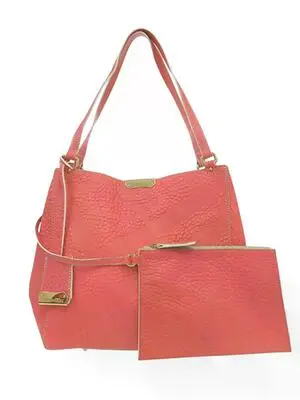 Burberry 2000-2017 Embossed Grain Check Canterbury Tote Bag - Pink