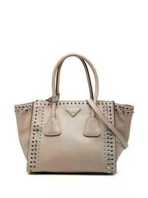 Prada Glace Calf Studded Twin Pocket Satchel