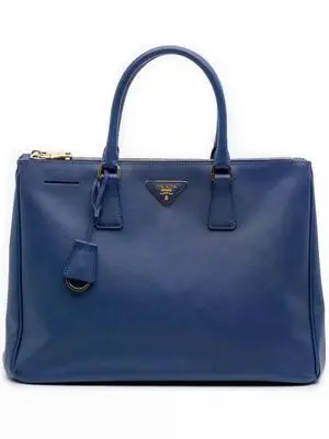 Prada Large Saffiano Lux Galleria Double Zip Satchel - Blue