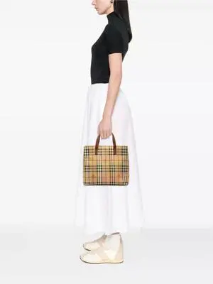 Burberry Haymarket Check Coated Canvas Tote Bag - Neutrals