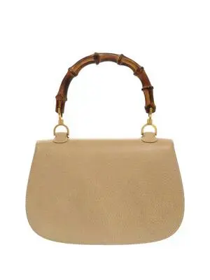 Gucci 20th Century Grained Calfskin Bamboo Night Satchel - Neutrals