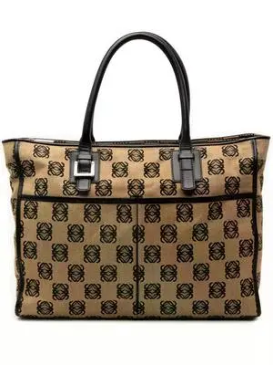 Loewe 2004 Anagram Canvas Repeat Tote Bag - Neutrals