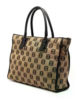 Loewe 2004 Anagram Canvas Repeat Tote Bag - Neutrals