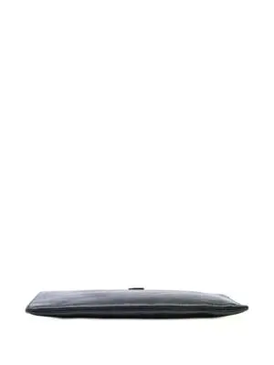Saint Laurent 2018 Croc Embossed Leather Monogram Document Holder