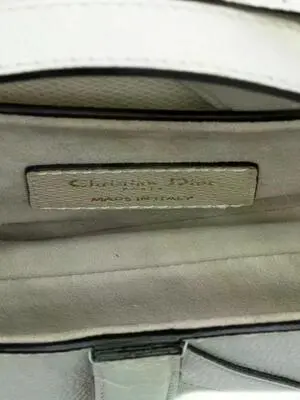 Dior 2020 Mini Grained Calfskin Saddle Satchel - White