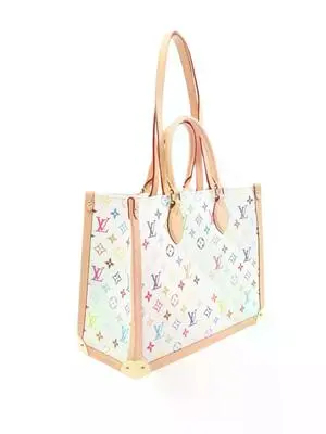 LOUIS VUITTON Murakami Monogram Multicolore Onthego Mm Tote Bag - White