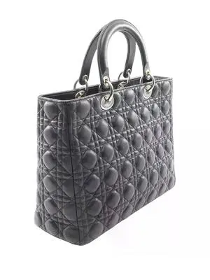 Dior 2010-2016 Large Lambskin Cannage Lady Satchel - Black