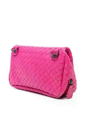 Bottega Veneta Mini Nappa Intrecciato Expandable Chain Flap Crossbody Bag - Pink