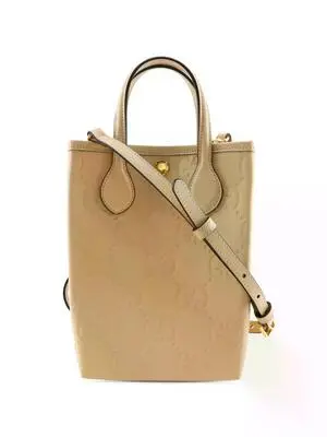 Gucci Super Mini Gg De-bossed Leather Satchel - Neutrals