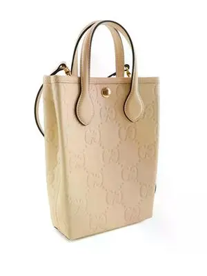 Gucci Super Mini Gg De-bossed Leather Satchel - Neutrals