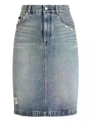 Dolce & Gabbana Distressed Denim Mini Skirt