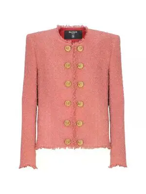 Balmain Buttoned Tweed Jacket - Pink