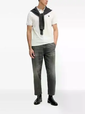 Guess Patterned Collar Logo Polo Shirt