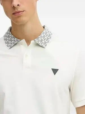 Guess Patterned Collar Logo Polo Shirt