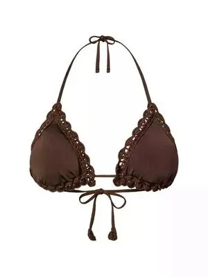 TWINSET Knitted-trim Triangle Bikini Top - Brown