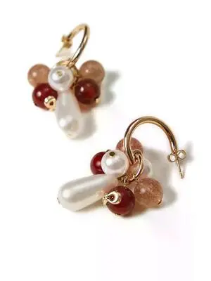TWINSET Multi-stone Hoop Earrings With Pearl Pendants