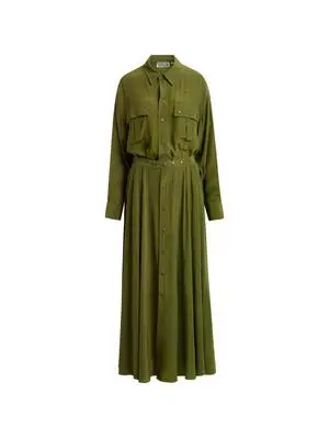 Essentiel Antwerp Chest-pockets Button-up Maxi Dress - Green