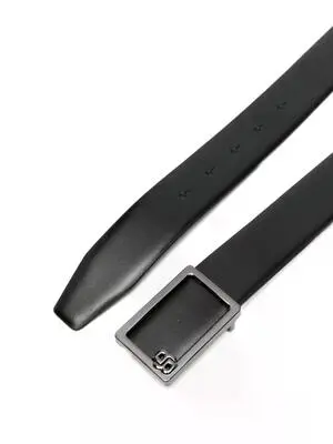 BOSS Intertwined Double-b Buckle Italian Leather Belt - Black