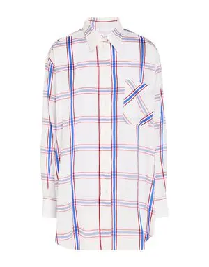 OTTOD'AME Tartan Patterned Oversized Shirt - White