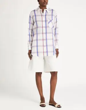 OTTOD'AME Tartan Patterned Oversized Shirt - White