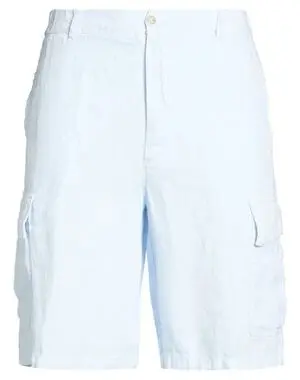 120% Lino Linen Cargo Shorts - Blue