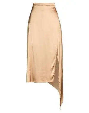 MANILA GRACE Asymmetrical Satin Skirt - Camel