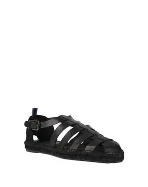 CastaÑer Leather Espadrille Sandals - Black