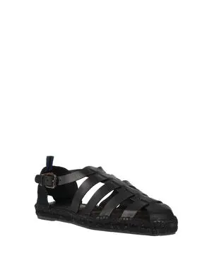 CastaÑer Leather Espadrille Sandals - Black