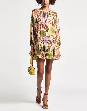 Anjuna Floral-print Cotton And Silk Mini Dress - Beige