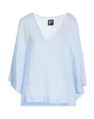 FISICO Ramie V-neck Top - Blue