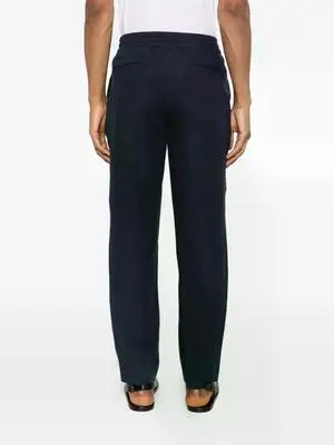 Sandro Straight-leg Linen Trousers With Elasticated Drawstring Waist - Blue