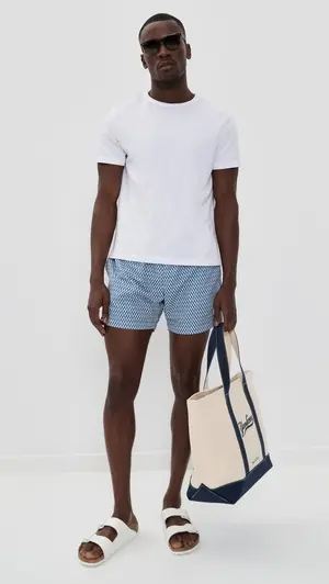 BOSS Geometric Print Swim Trunks
