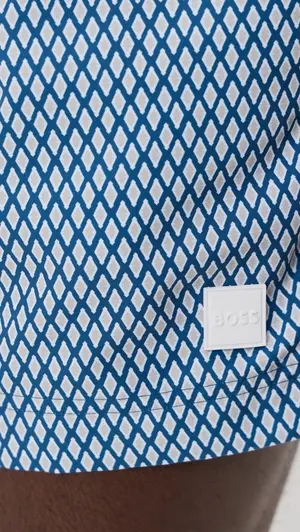 BOSS Geometric Print Swim Trunks