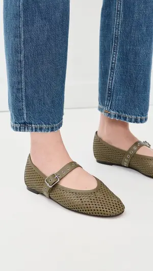 Madewell Remy Mary Jane Flats - Worn Olive