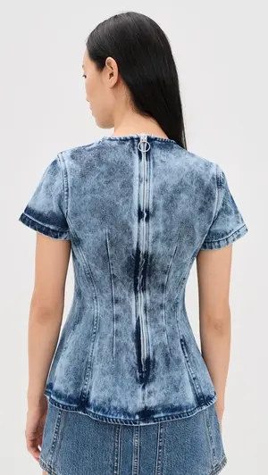 MARQUES' ALMEIDA Acid Wash Denim Fitted T-shirt