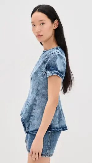 MARQUES' ALMEIDA Acid Wash Denim Fitted T-shirt