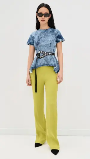 MARQUES' ALMEIDA Acid Wash Denim Fitted T-shirt